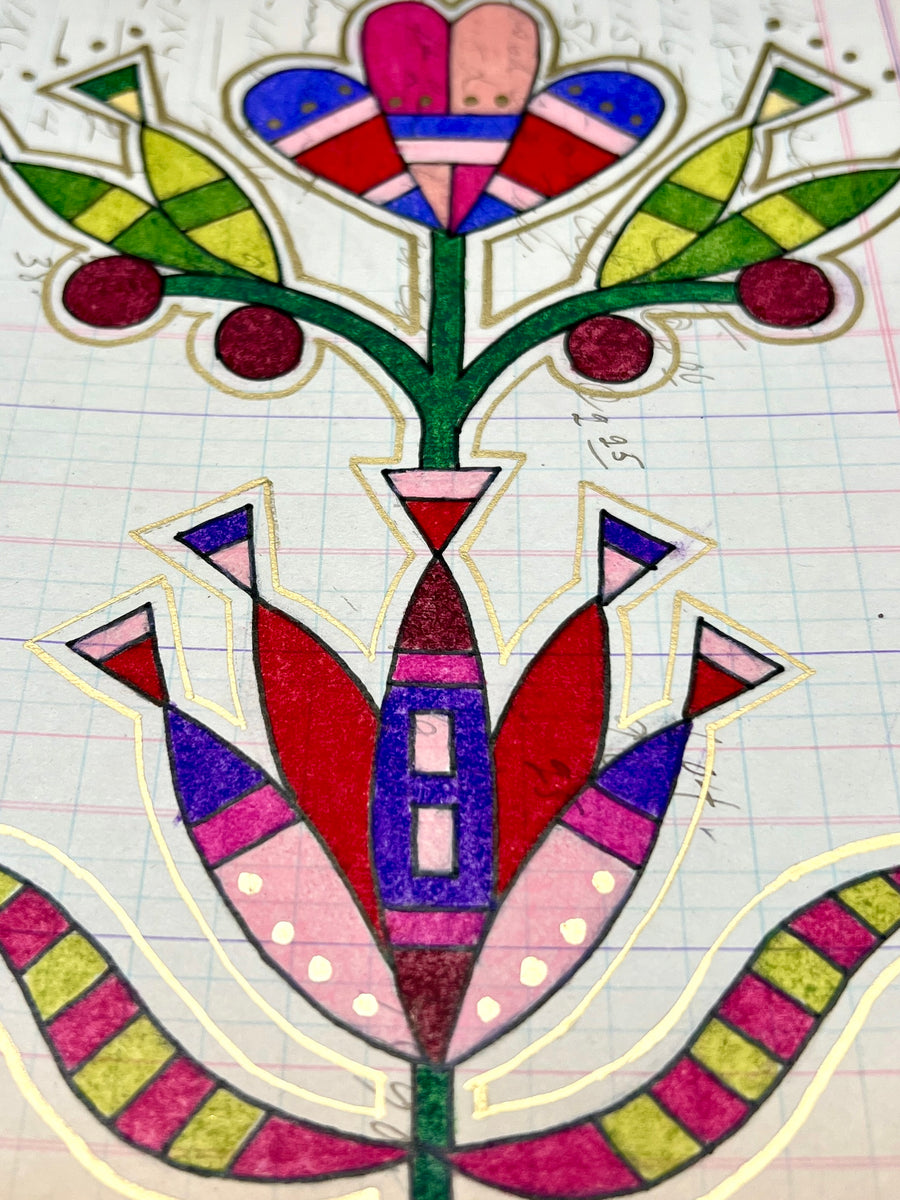 "Ledger Love Florals II" Original Ledger Drawing – Lauren Good Day